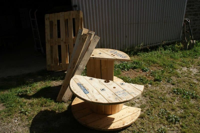 Pallet Tv Stand From Reclaimed Cable Drum & Pallet Wood • 1001 Pallets