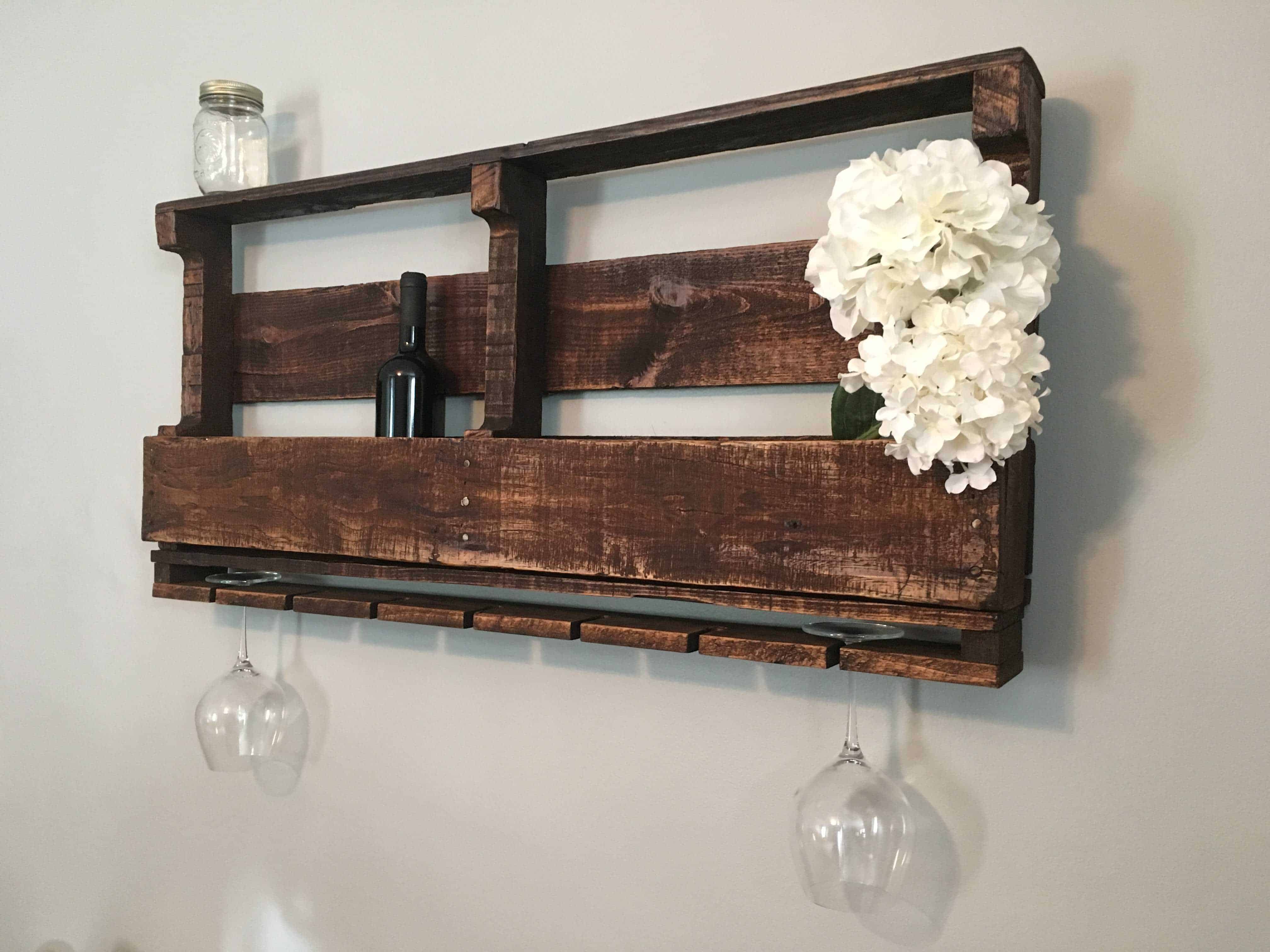 Pallet Wine Bottle Wall Shelf
